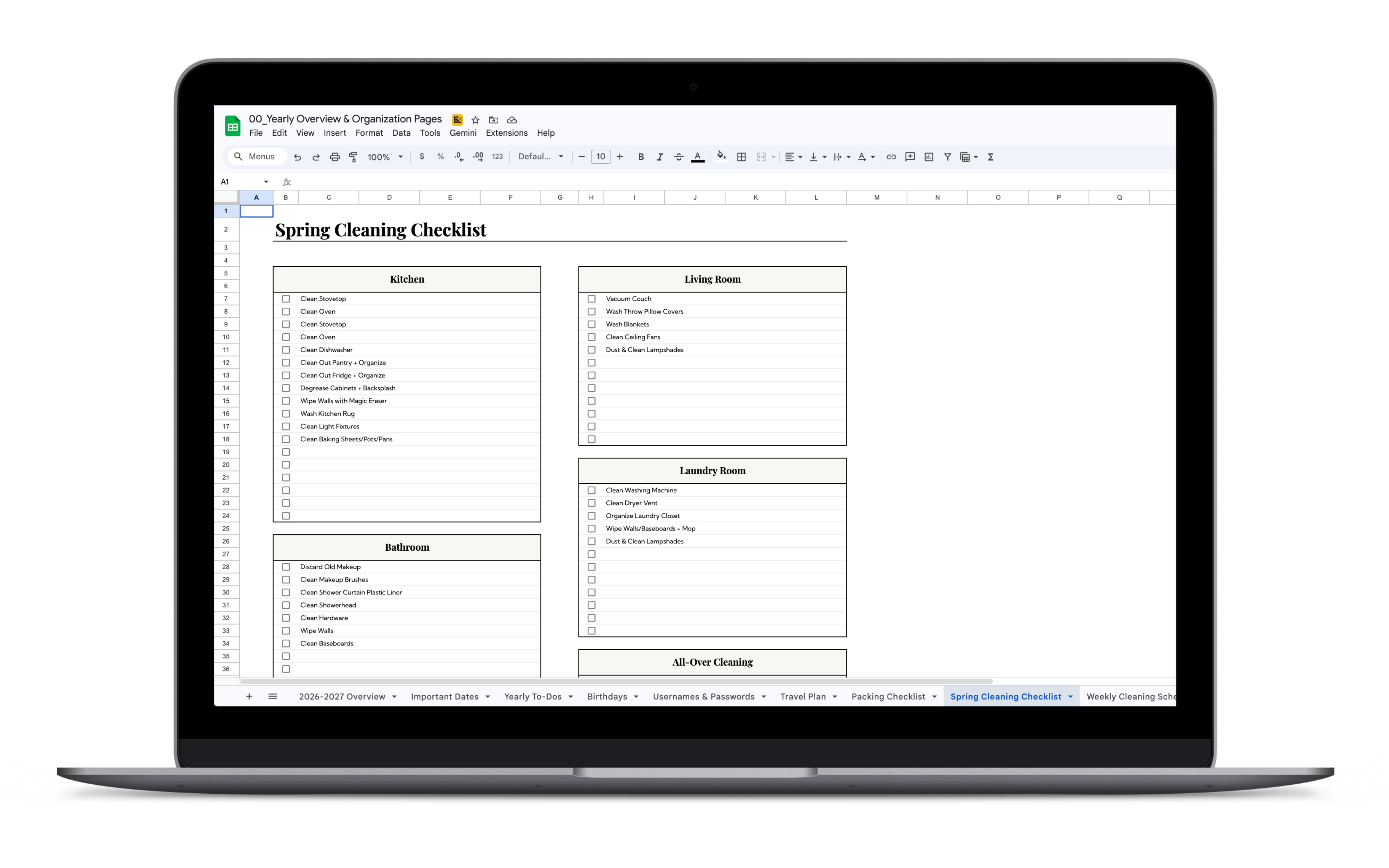 2026-2027 Mom Planner Spreadsheet – The Dailee