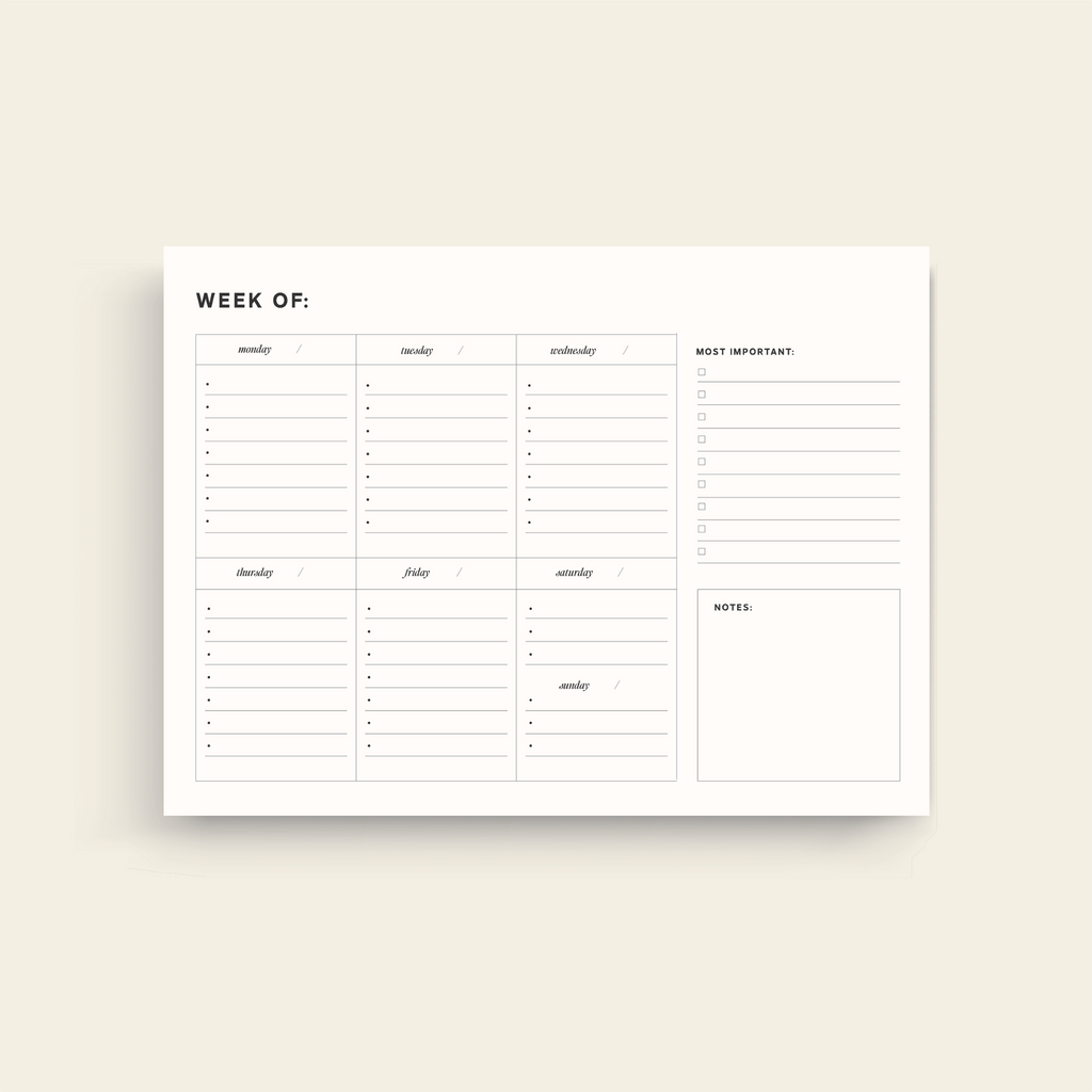Weekly Desk Planner – The Dailee